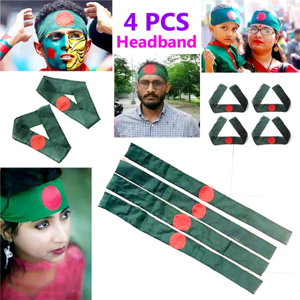 Premium 4 PCS Headbands National Flag of Bangladesh Factory Direct ...