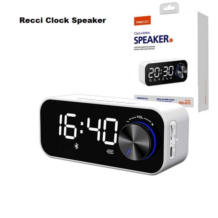 Recci RSK W11 Double Alarm Clock Bluetooth Speaker | Daraz.com.bd