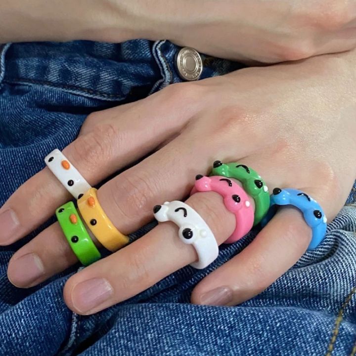 Colorful Frog Chick Rings-WoAcrylic Frog Chick Ring -Cartoon Finger ...