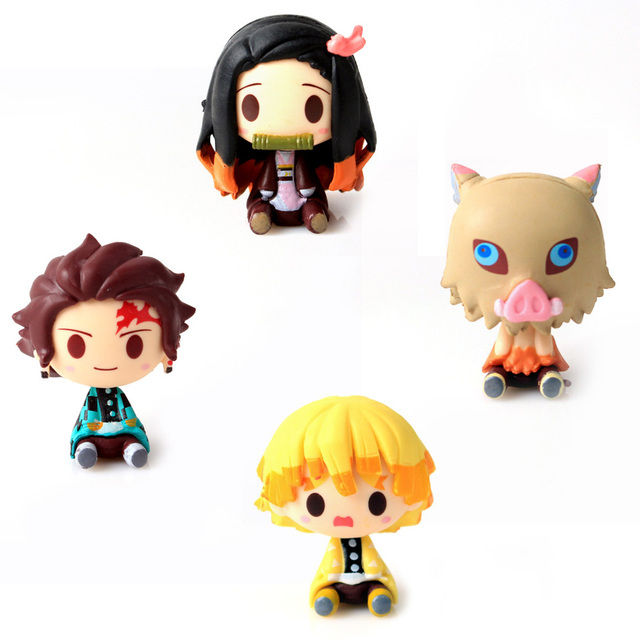 4 Style/Set Q Version Demon Slayer Sitting Ghost Doll Tanjiro Nidouzi ...