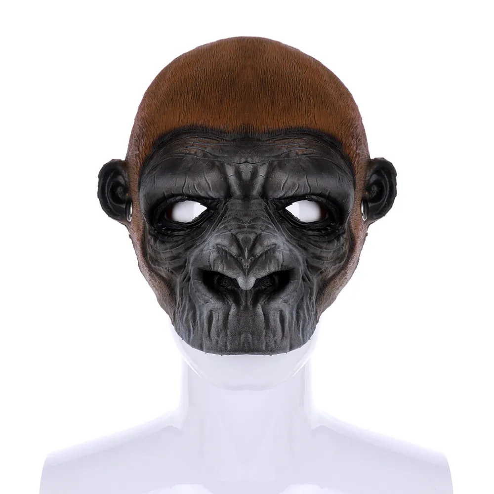 PU Foam Monkey Mask Realistic Animal Half Face Mask Halloween ...