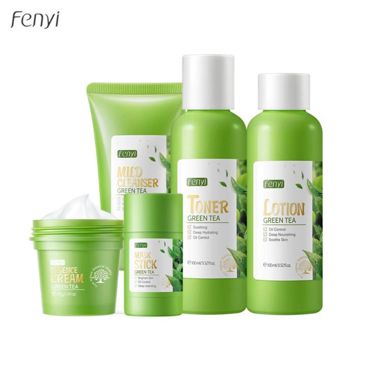 Fenyi Green Tea Skincare Set 5pcs (Tonar/Lotion/Ceanser/Cream/Mask ...