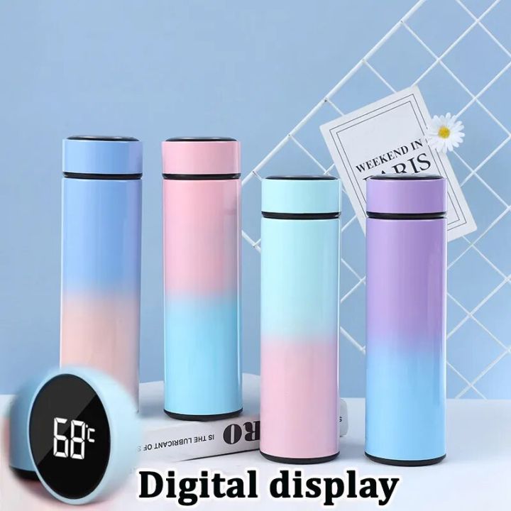 500ml Thermos Gradient Water Bottle Temperature Display Vacuum Flasks ...