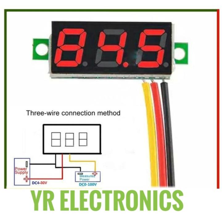 Mini Digital DC Voltmeter Panel Volt Tester Detector Monitor 3 Wire 3 ...