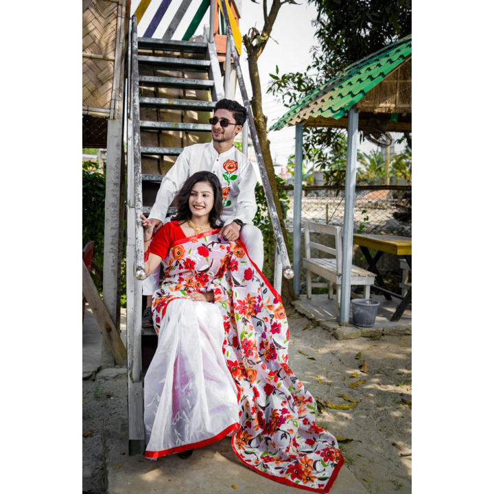 new couple set punjabi and shari half silk couple set punjabi and shar ...