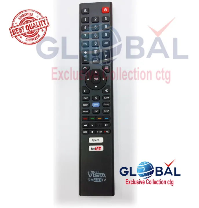 Singer Vista Smart TV (YouTube button) Remote Control All Singer TV ...