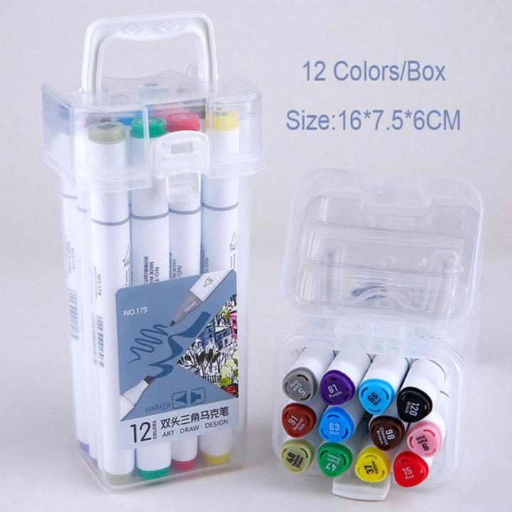 12/24/36/48/60 Colors Markers Pen Permanent Double Tips Graphic Skewing ...