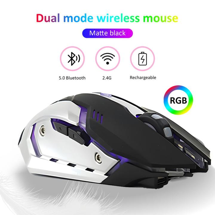 2.4G Wireless Mouse Raton Gaming Mouse Rechargeable Silent LED Backlit ...