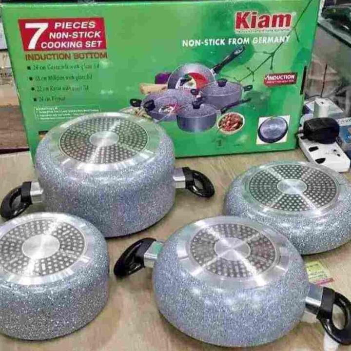 Kiam Induction Bottom Marvell Coating Non-Stick Cookware Set - 7 Pcs ...