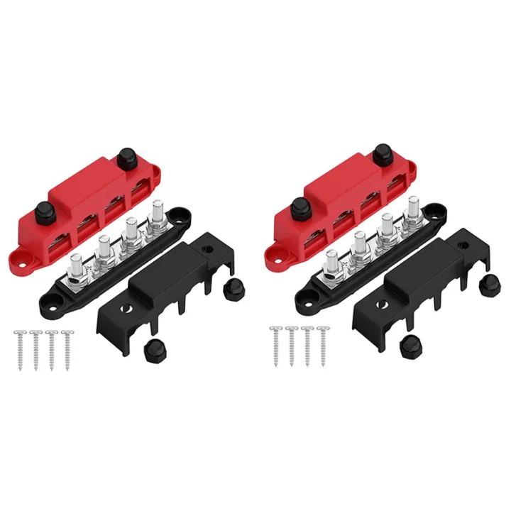 4Pcs 12V Power Distribution Block 250A Bus Terminal Block with Cover 4 ...