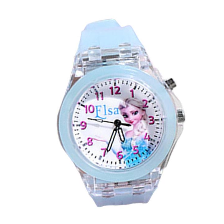 Blue Princess Children's Luminous Watch Flashing Lights At Night Girls ...