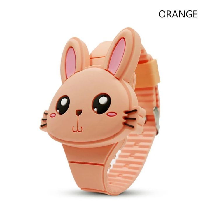 【Lejia】Cartoon Rabbit Flip Silicone Electronic Watch Girls Student Boys ...