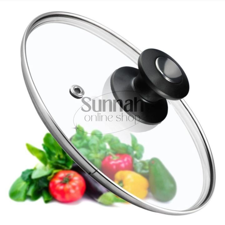 Universal Pan Cover 28cm Tempered Glass Lid With Steam Vent & Stainless ...