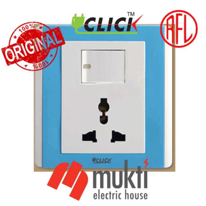 CLICK Irish Series 13A Three Pin Multi Function Universal Switched Socket 3 Pin Electrical Wall ...
