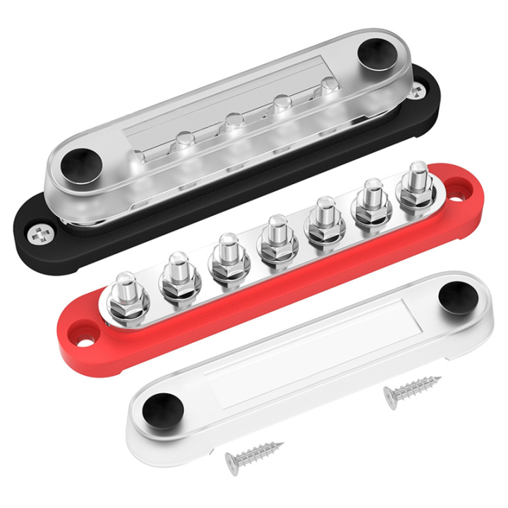 Battery Bus Terminal Block 7 X 1/4 Inch (M6) Covered Distribution Block ...