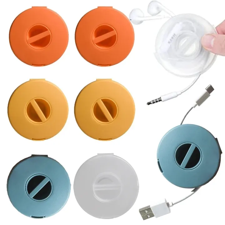 Portable Cable Organizer Box Earbud Cord Storage Case Round Cord Reel ...