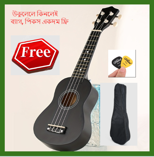 Black 21'' Soprano Ukulele Dark Mini Guitar Ukulele 12 Fret for the ...