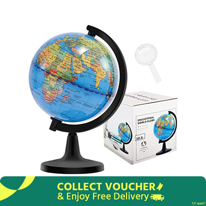 10.6CM World Globe for Kids Learning, Educational Rotating World Map ...