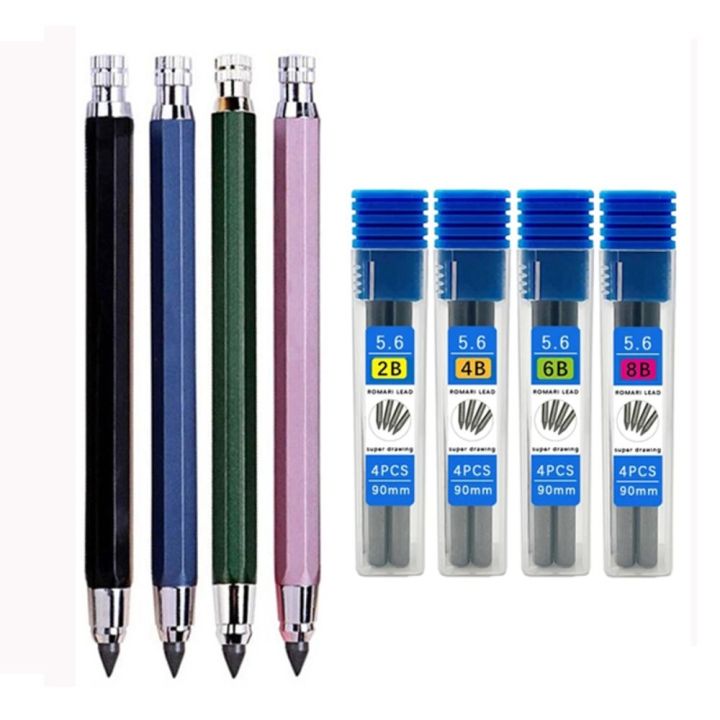 Creative 5.6mm Mechanical Pencil 2B/4B/6B/8B Pencil Refill Metal ...