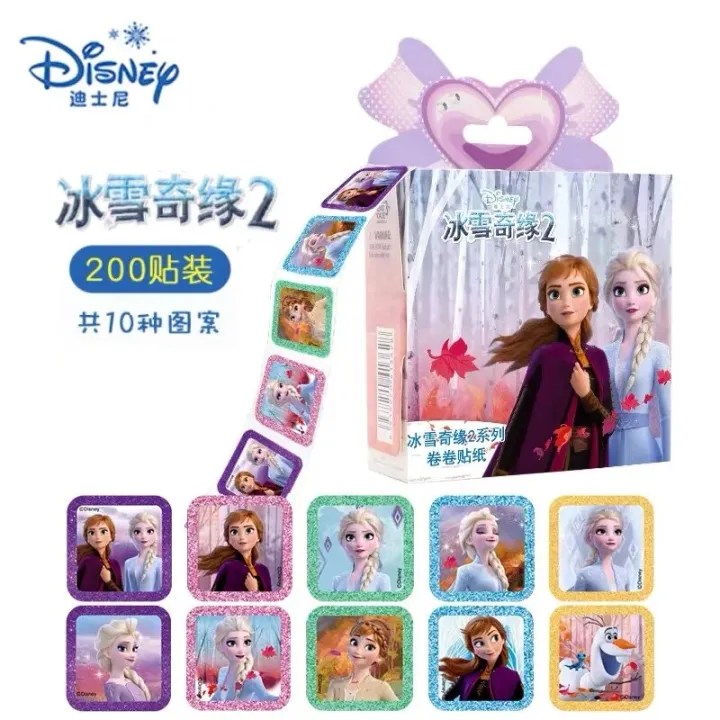Disney Frozen 2 Elsa Anna Sofia Princess Cars Cartoon Roll Stickers ...
