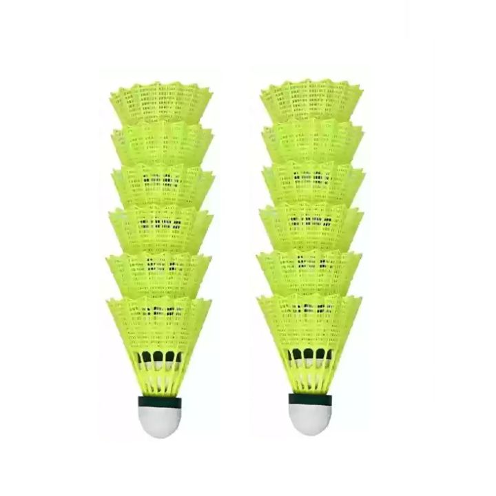 Plastic Shuttlecock Pack of 12 Ps Feather Shuttle badminton cork ...