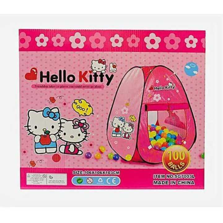 TENT PLAY HOUSE - HELLO KITTY WITH 100 BALLS | Daraz.com.bd