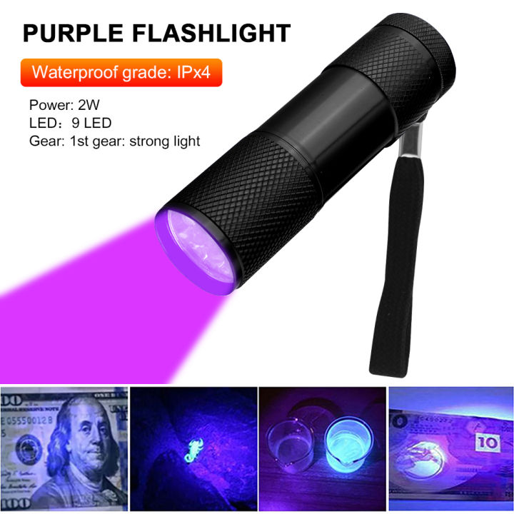 1/3Pcs 83Mm 9LED UV Mini Portable Flashlight Purple Light Anti-Skid ...
