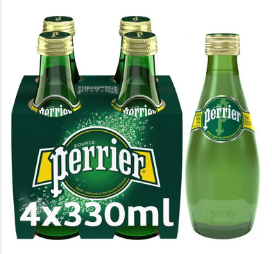 Perrier_Sparkling Natural Mineral Water Glass Bottle 330ml (Pack of 4 ...