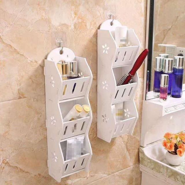 3 Layers Pvc Plastic Storage Durable Rack Shelf Wall Hanging Organizer ...