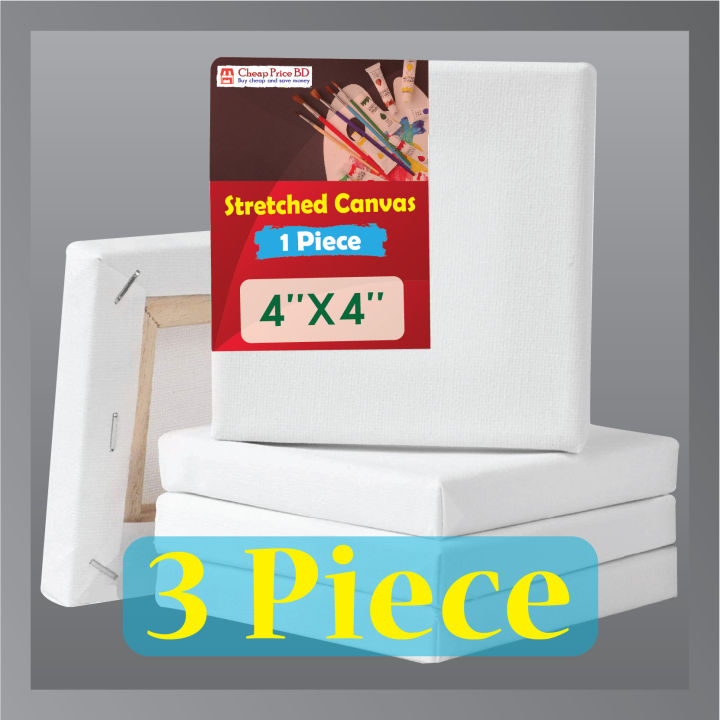 3 piece 4x4 white premium canvas for painting | Daraz.com.bd