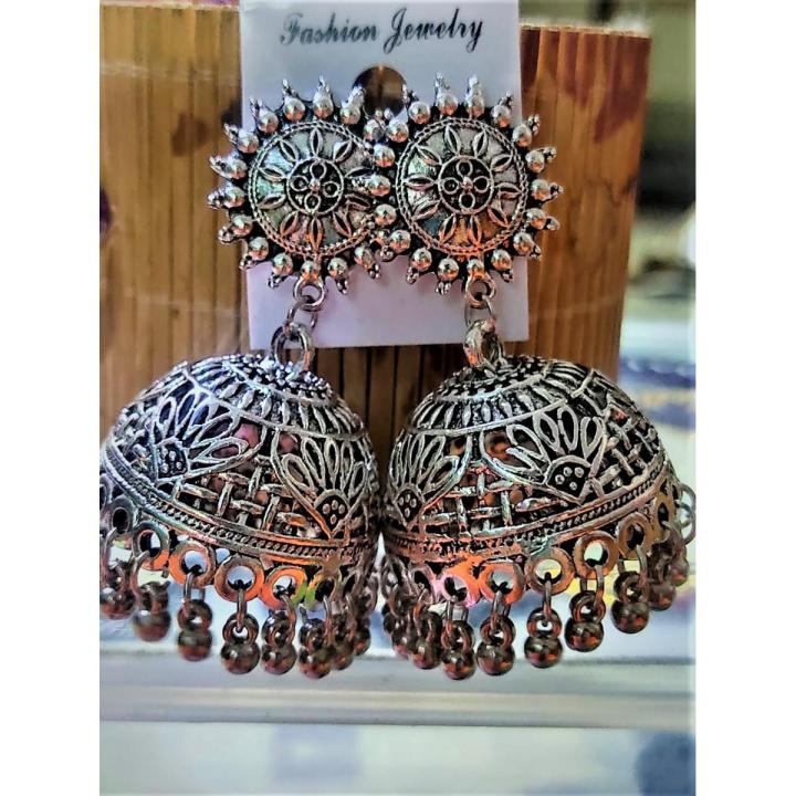Antique Jhumko Ear Ring-Metal- Silver | Daraz.com.bd