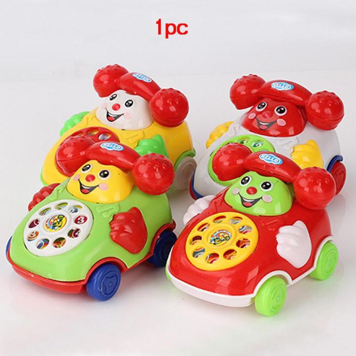 Children'S Simulation Phone Toys Cartoon Smile Pull Wire Phone Baby Toy ...