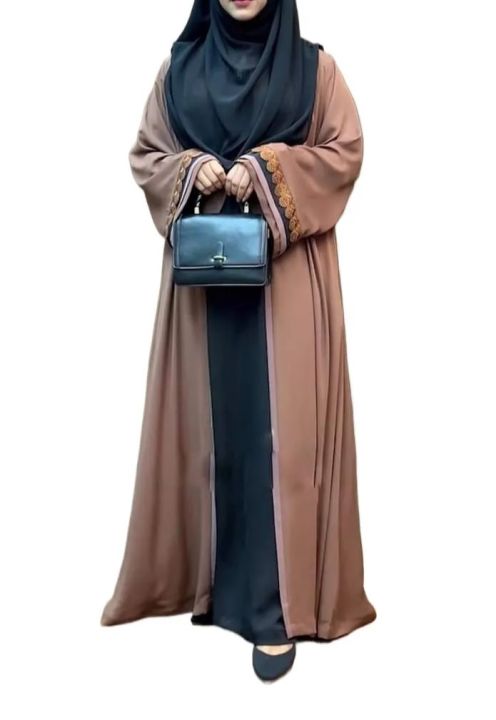 Dubai cherry fabric Arabic style koti adjusted lace work on hand borka ...