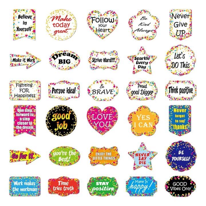 【Lejia】Cartoon Simple Inspirational Series Word In English Stickers For ...