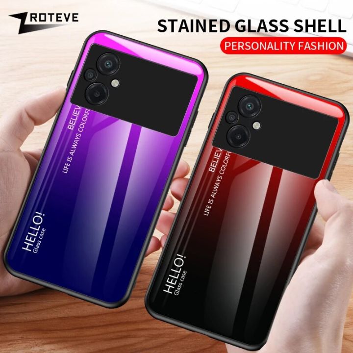 For PocoM5 Case ZROTEVE Gradient Tempered Glass Cover For Xiaomi Poco ...