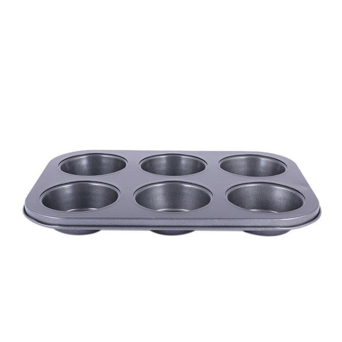 6 Round Non Stick Muffin and Mini Cupcake Mold - Black | Daraz.com.bd