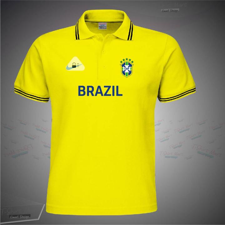 Brazil Short Sleeve Polo Football Jersey For Men - Brazil Polo T-shirt ...