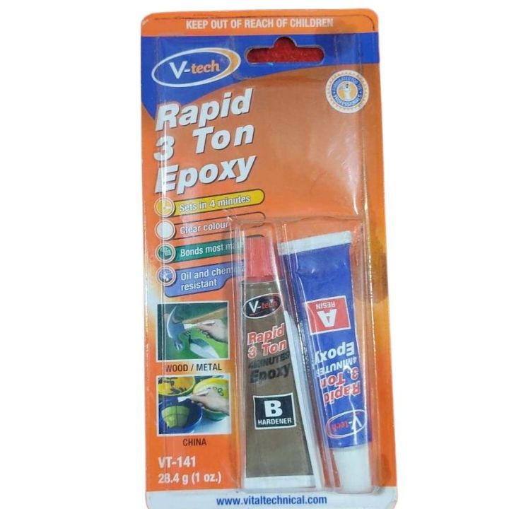 VT-141 Vtech Rapid 3 Ton 4 Minutes Epoxy Clear 28.4gm 4 Minute Negative ...