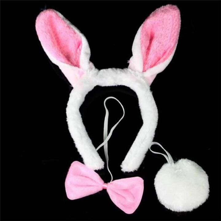 3Pcs/Set Lovely Girls Rabbit Bunny Ears Headband Tail Necktie Birthday ...