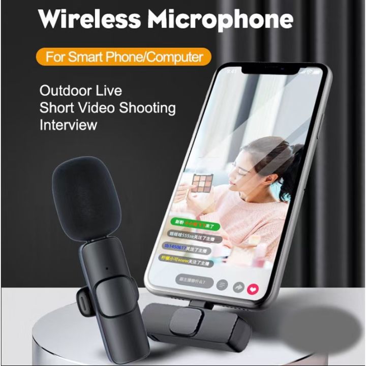 New K8 Type-C Port with Lightning Adapter Wireless Clip Microphone ...