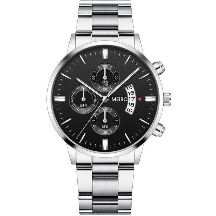 Business Casual Men's Steel Strap Watch Classic Three-Eye Ding Scale ...