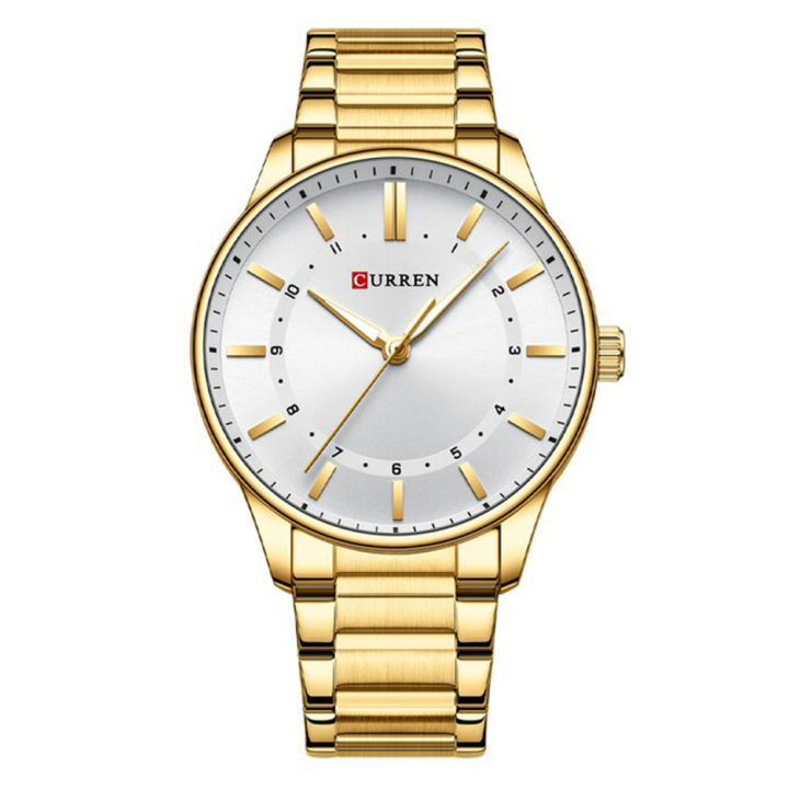 CURREN C8430S Golden Stainless Steel Analog Watch For Men - White ...