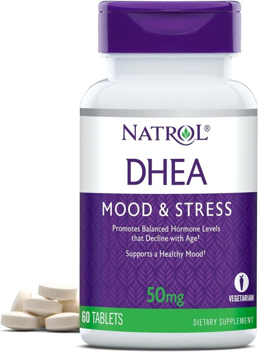 Natrol Mood & Stress DHEA 50mg with Calcium, Dietary Supplement for ...