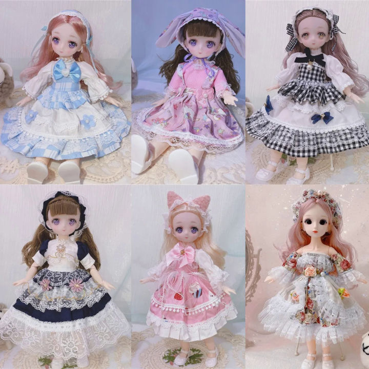 30cm Mini Princess Doll 23 Movable Joint Doll 3D Big Eyes Beautiful DIY ...