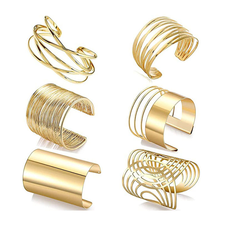 Hifive Minimalist Arm Bracelet Gold Metal Open Upper Arm Cuff Bangle ...