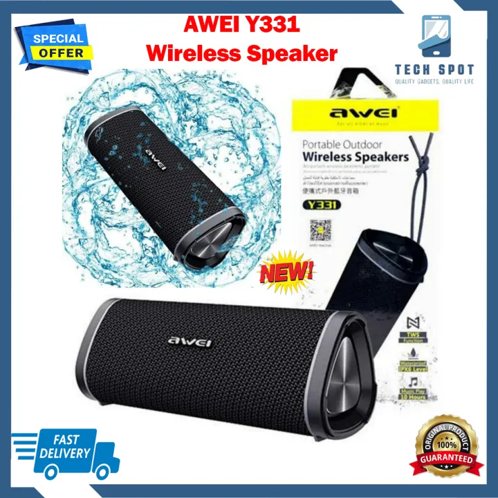 Awei Y331 TWS RGB Outdoor Waterproof Bluetooth Rechargeable Speaker | Daraz.com.bd