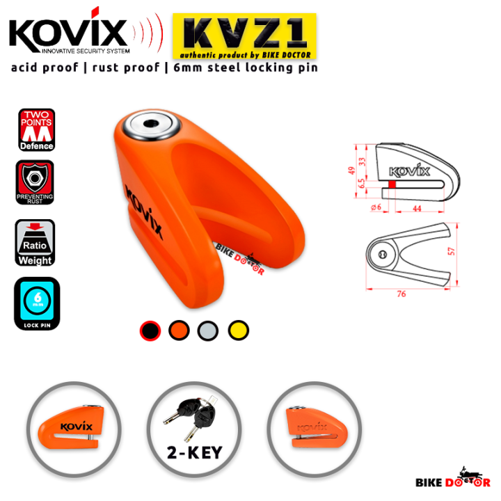 KOVIX KVZ1 Acidproof Drill & Saw Resistant 6mm Motorcycle Disc Lock ...
