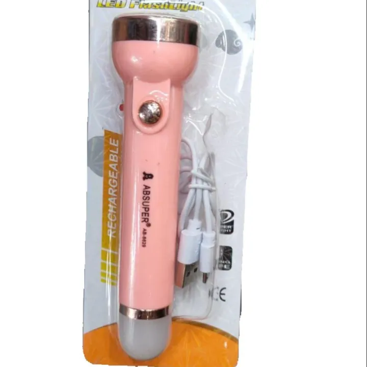 Torch light Rechargeable LED Flashlight Dual Light Source AB super 8629 ...