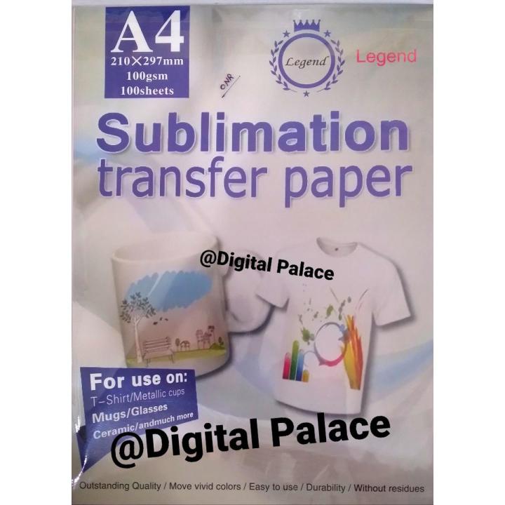 Sublimation Heat Transfer paper A4 100sheets 100gsm 210X297mm LEGEND | Daraz.com.bd