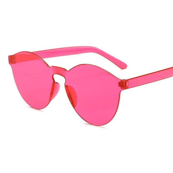 【happy one】C4Dark-pinkFrameless Conjoined Jelly Transparent Spectacles ...
